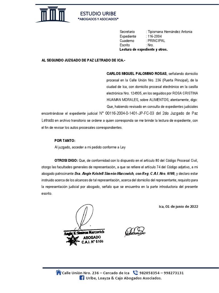 Solicito Lectura de Expediente PDF | PDF