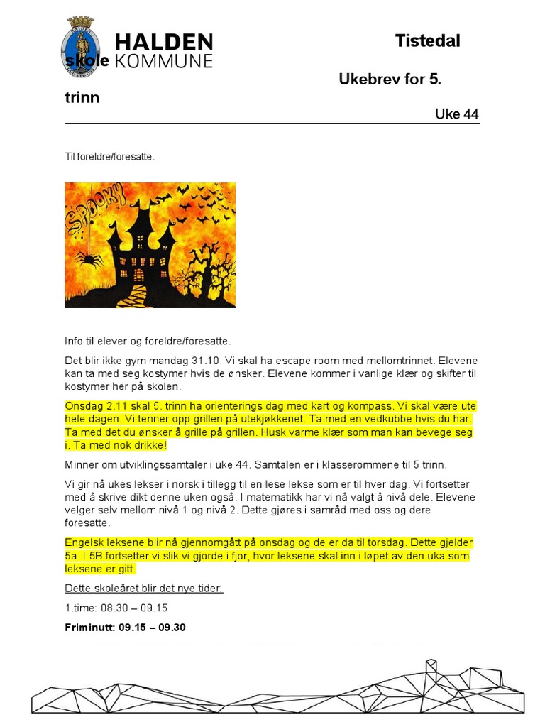 Ukebrev Uke 44 | PDF