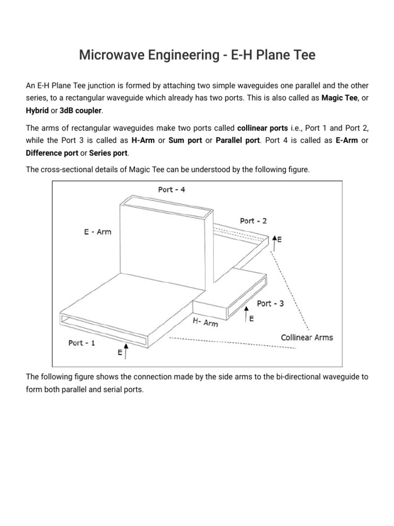 Microwave Engineering - E-H Plane Tee PDF | PDF