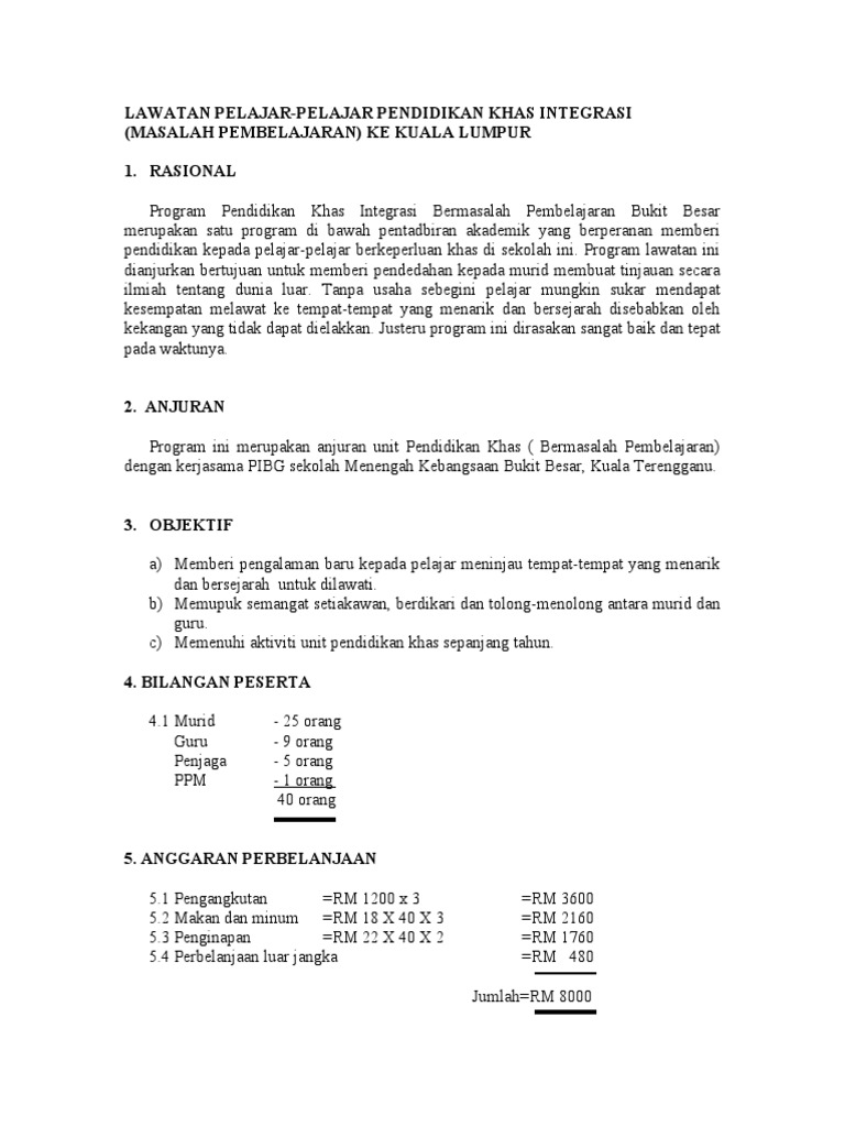 Kertas Kerja Lawatan | PDF