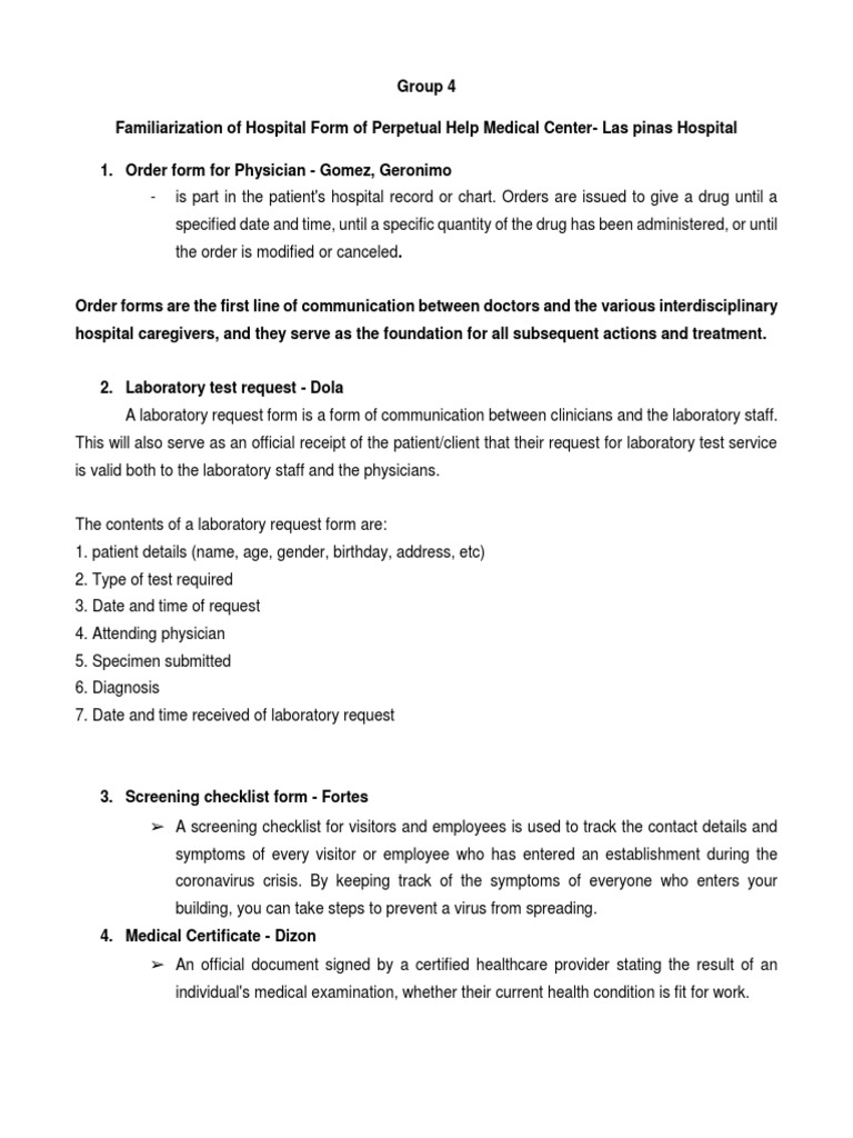 Comprehensive Overview of Common Hospital Forms and Their Purposes ...
