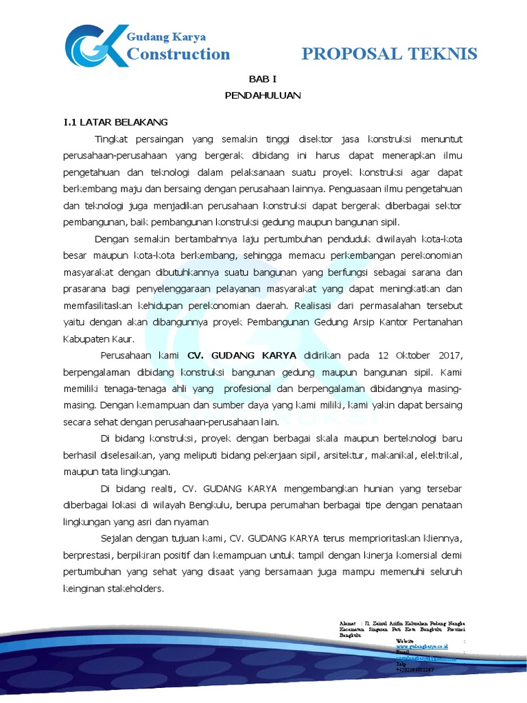 Proposal Teknis Arsip (GK) | PDF