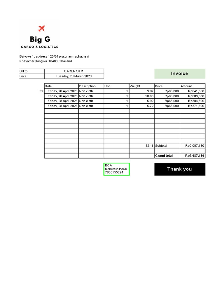 Big G Flight 28 April 2023 - CAREN - BTM | PDF