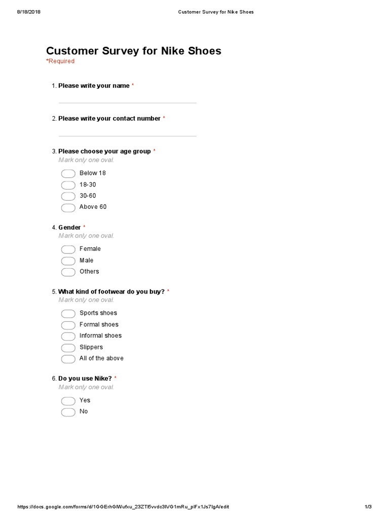 Customer Survey For Nike Shoes PDF | PDF | Brand | Nike