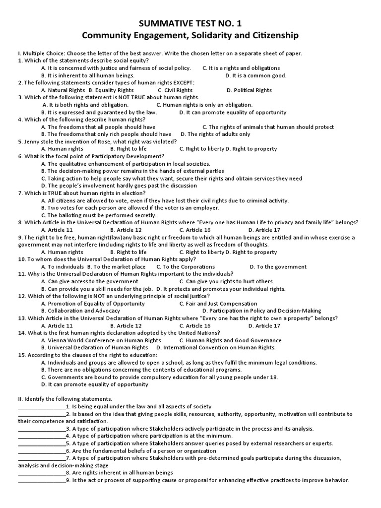 Summative Test 1-B | PDF
