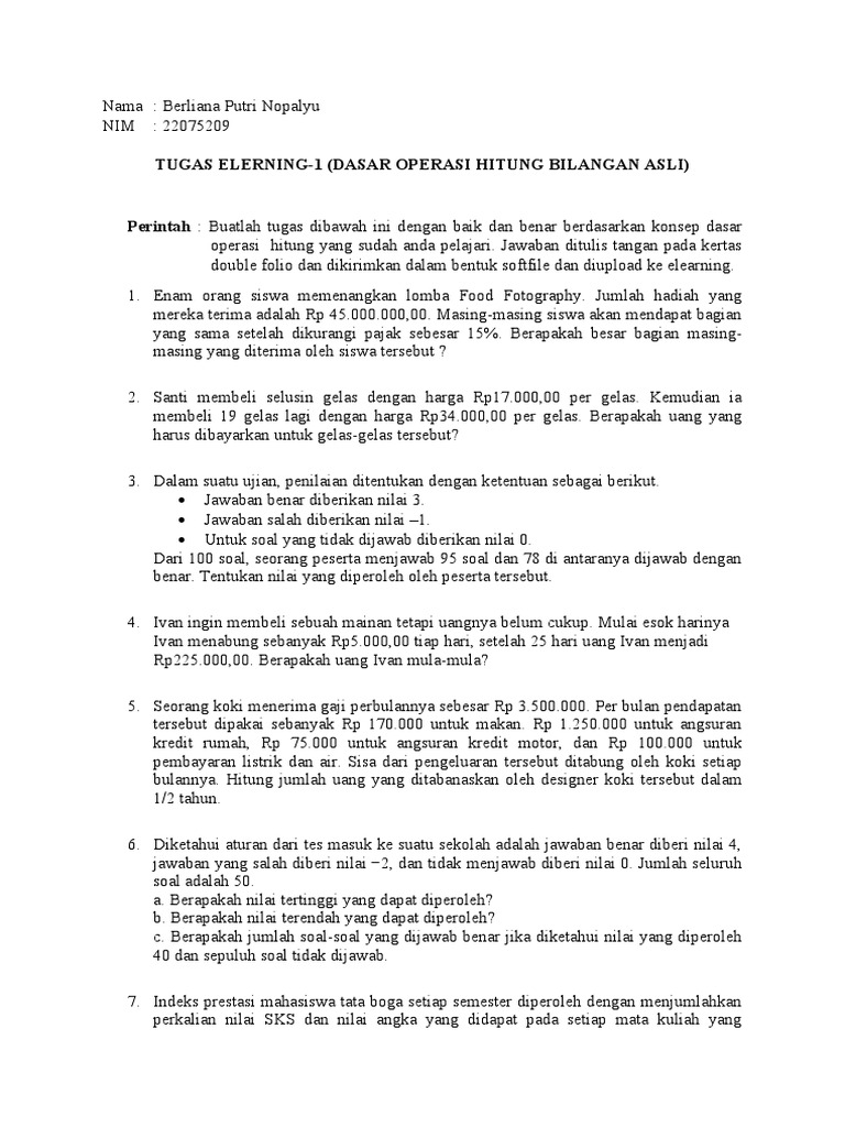 TUGAS BER MAtem 1 | PDF