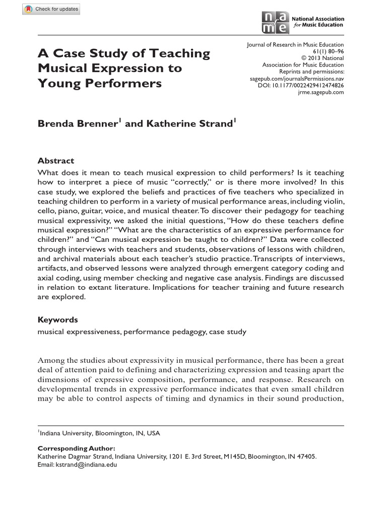 A Case Study of Teaching Musical Expression To Young Performers | PDF
