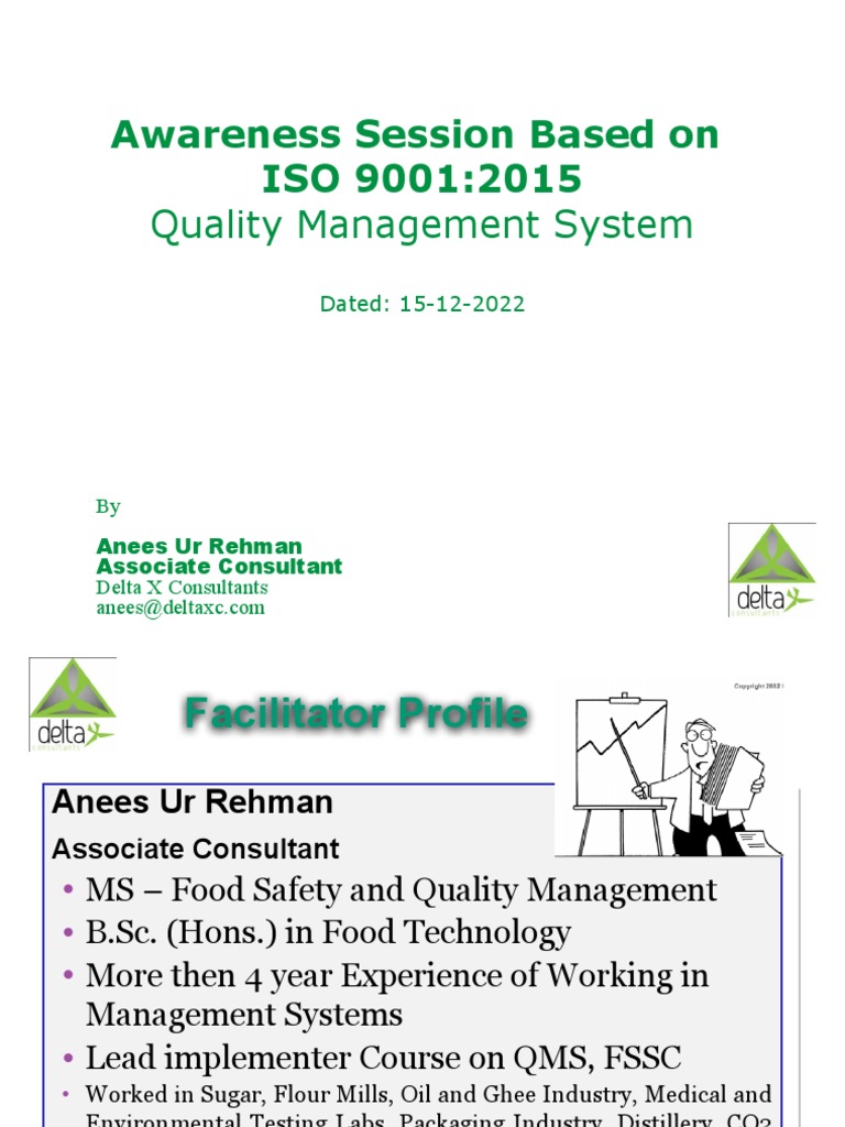 ISO 9000 Quality Management System Awareness Session: Understanding the ...