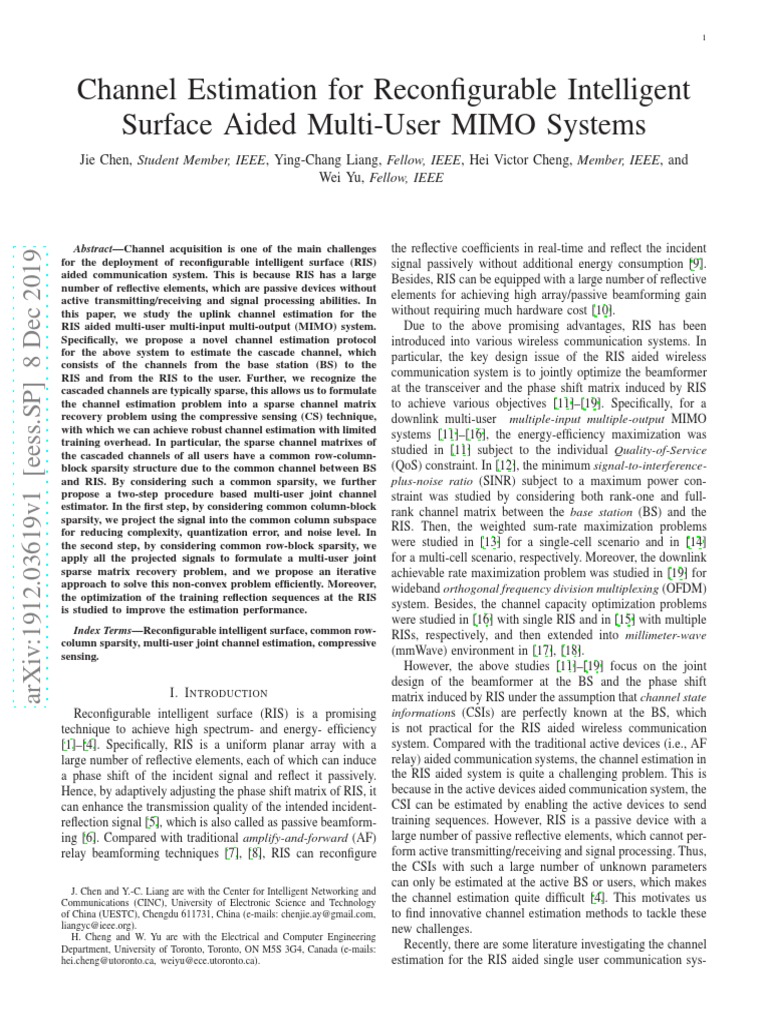 RIS-Aided MIMO Channel Estimation | PDF