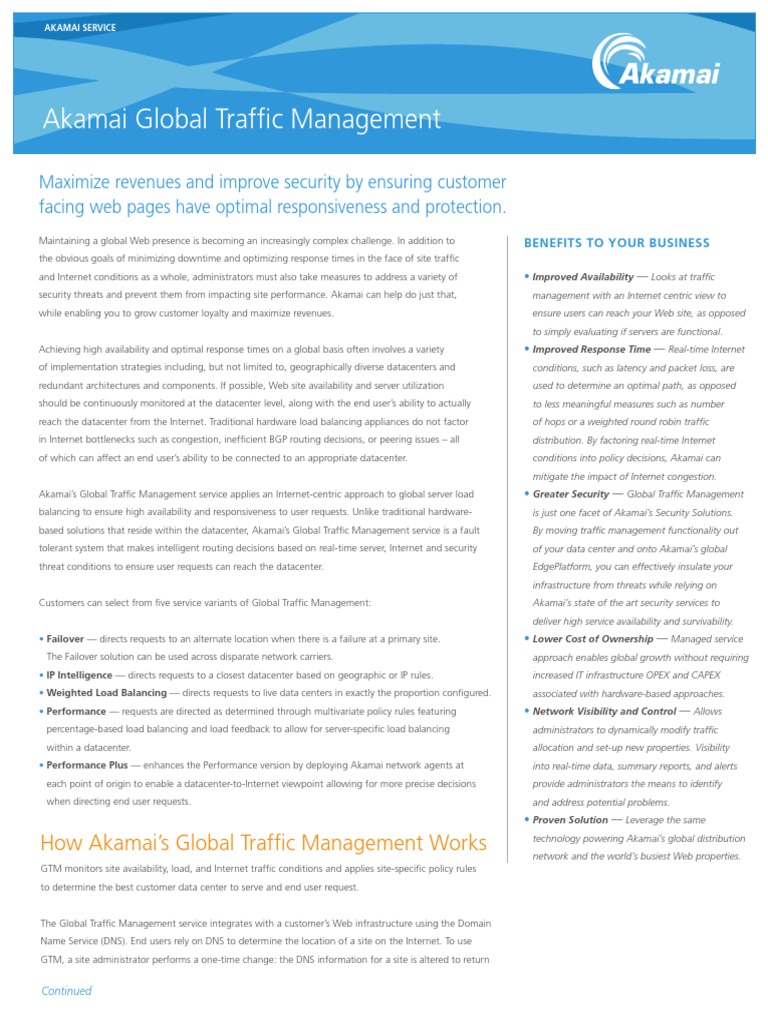 Akamai Global Traffic Management | PDF | Computers | Technology ...