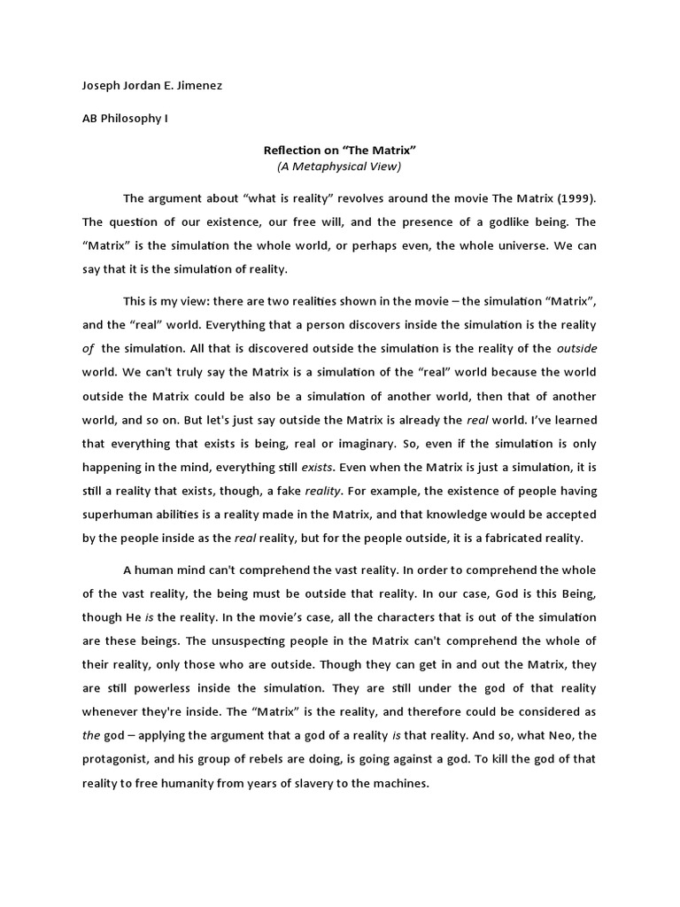 The Matrix | PDF | Reality | Free Will