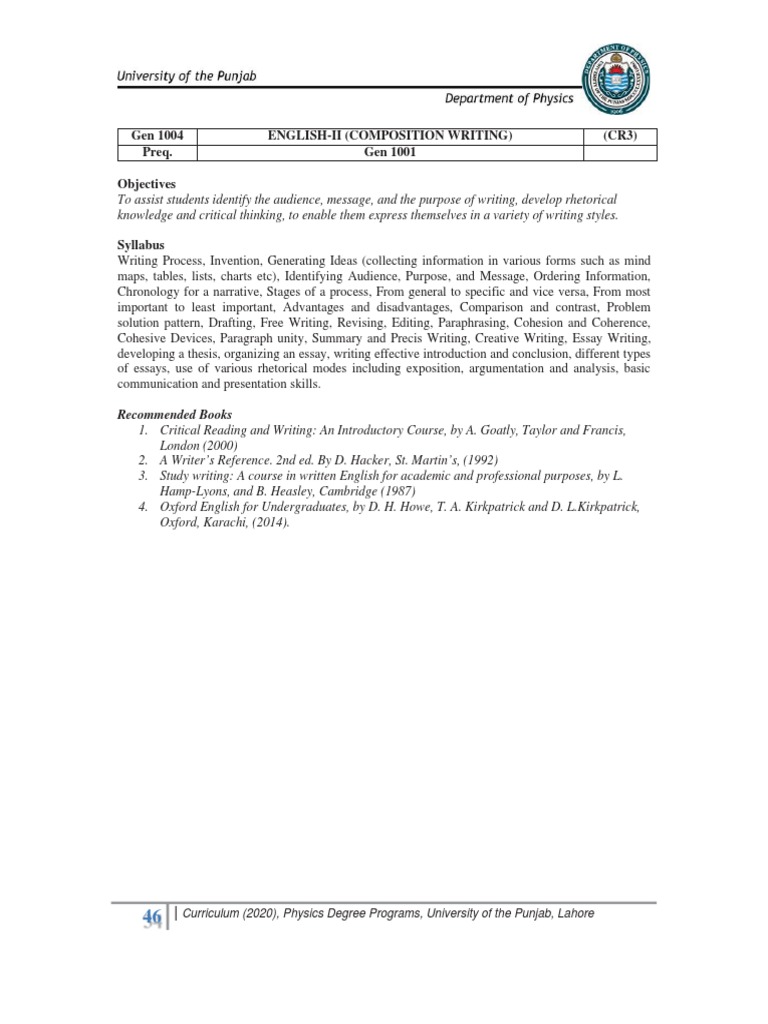 English Composition Writing Course | PDF