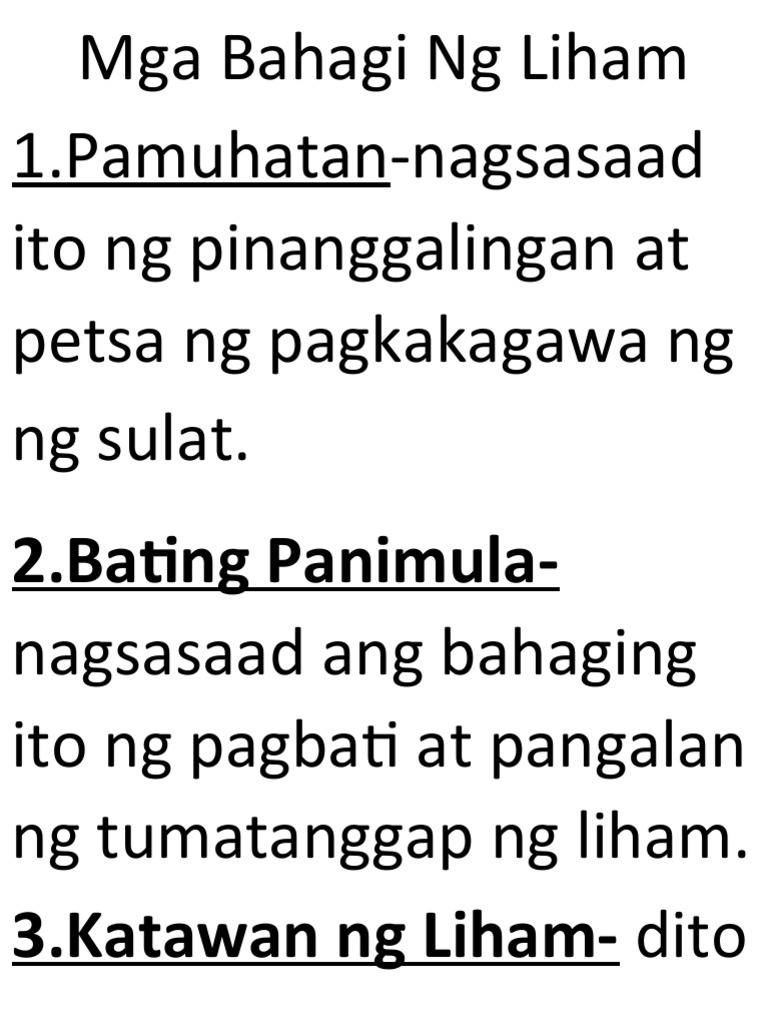 Mga Bahagi Ng Liham.docx | PDF