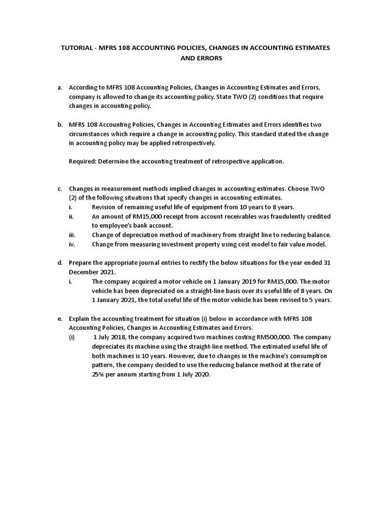 MFRS 108: Accounting Policy Changes | PDF