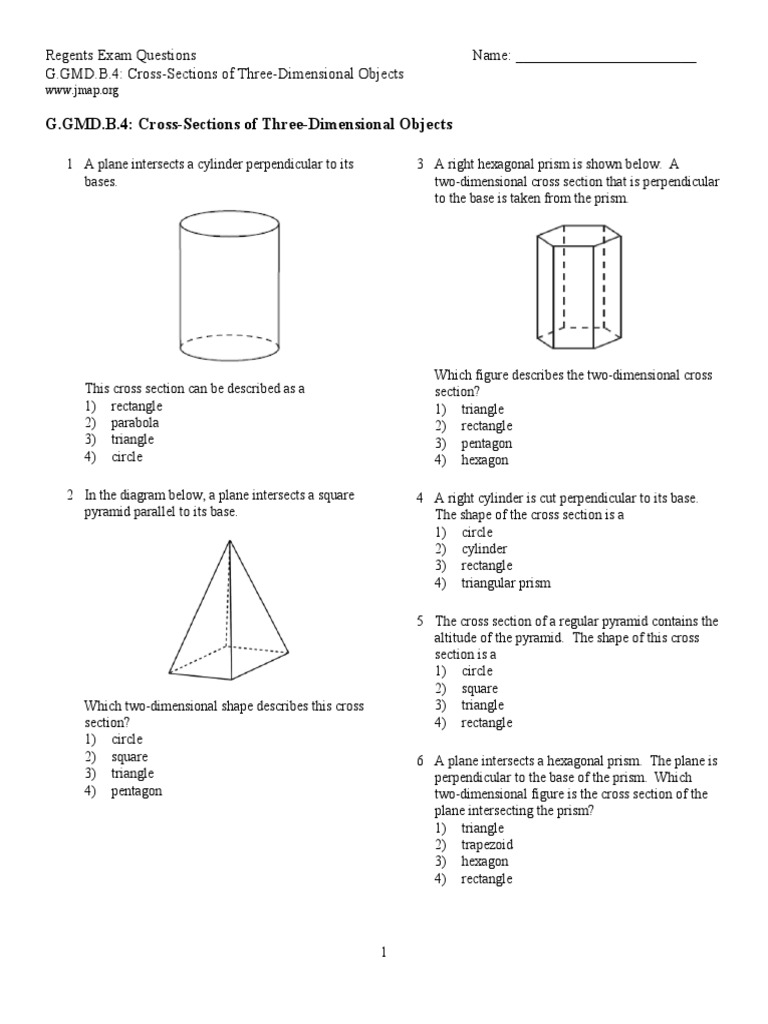 3D Object Cross-Section Exam Questions | PDF