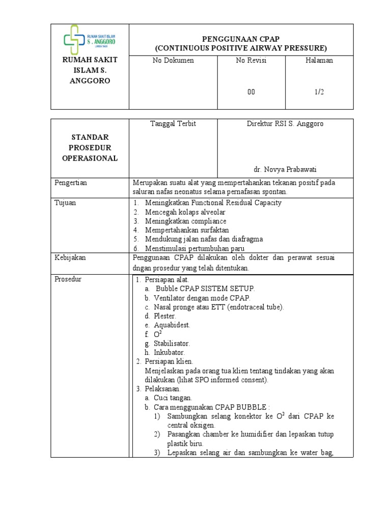 Spo Penggunaan Cpap | PDF