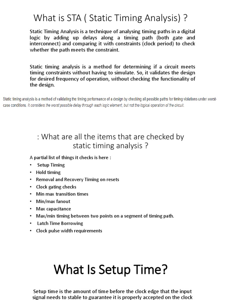 STA Concepts and Interview Questions PDF | PDF