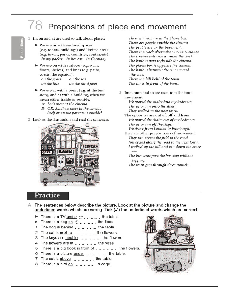 A6.Prepositions of Place:Movement | PDF