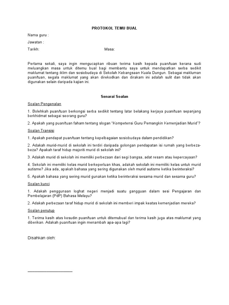 PROTOKOL TEMU BUAL.docx | PDF