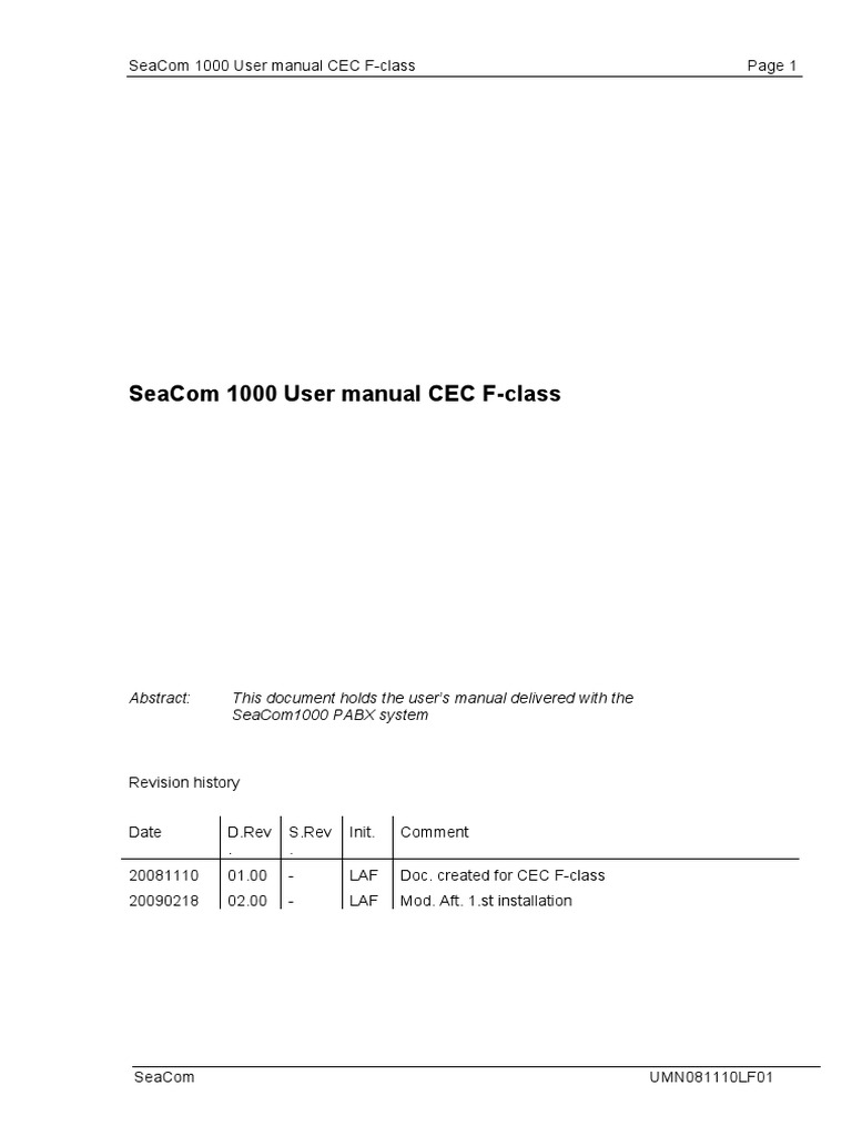 UMN081110LF01 - 0200 SeaCom 1000 User Manual CEC F-Class PDF | PDF