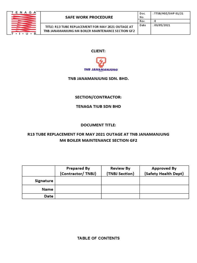 Iman - Safe Work Procedure-Format Ver C-Sample MCO Rev2 | PDF