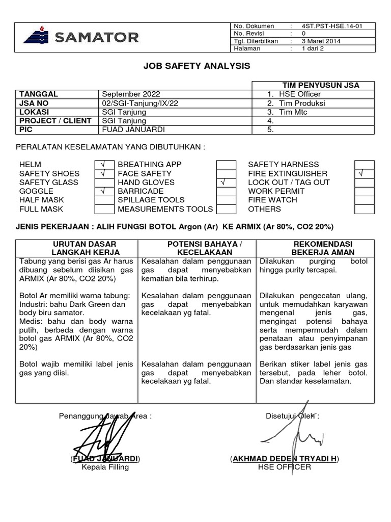 49 JSA ALIH FUNGSI BOTOL Argon (Ar) KE ARMIX | PDF