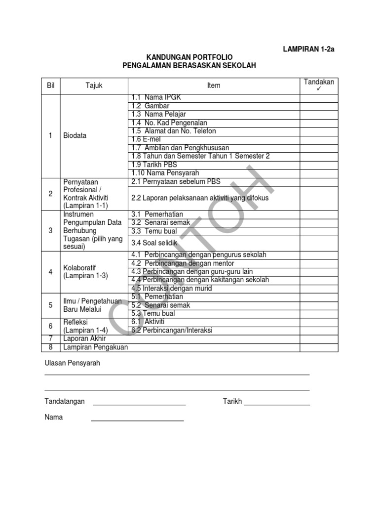 Contoh Portfolio PBS | PDF