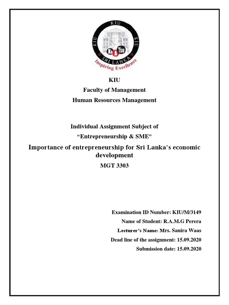 Entrepreneurship & SME Assignment | PDF