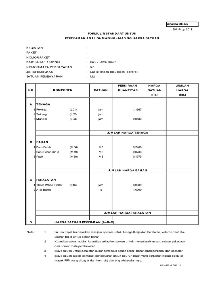 Lapis Pondasi Batu Belah (Telford) PDF | PDF