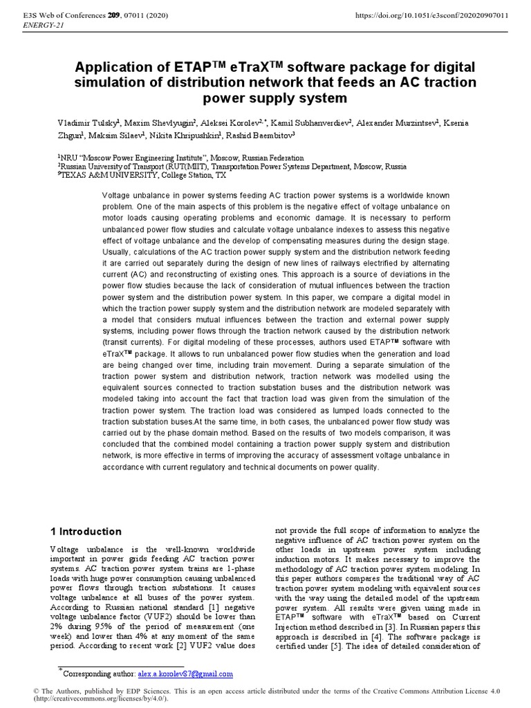 Application of ETAP TM eTraX TM Software Package F PDF | PDF ...