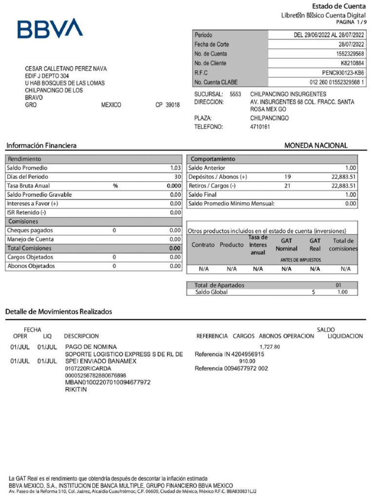 Estado de Cuenta Jelc PDF | PDF