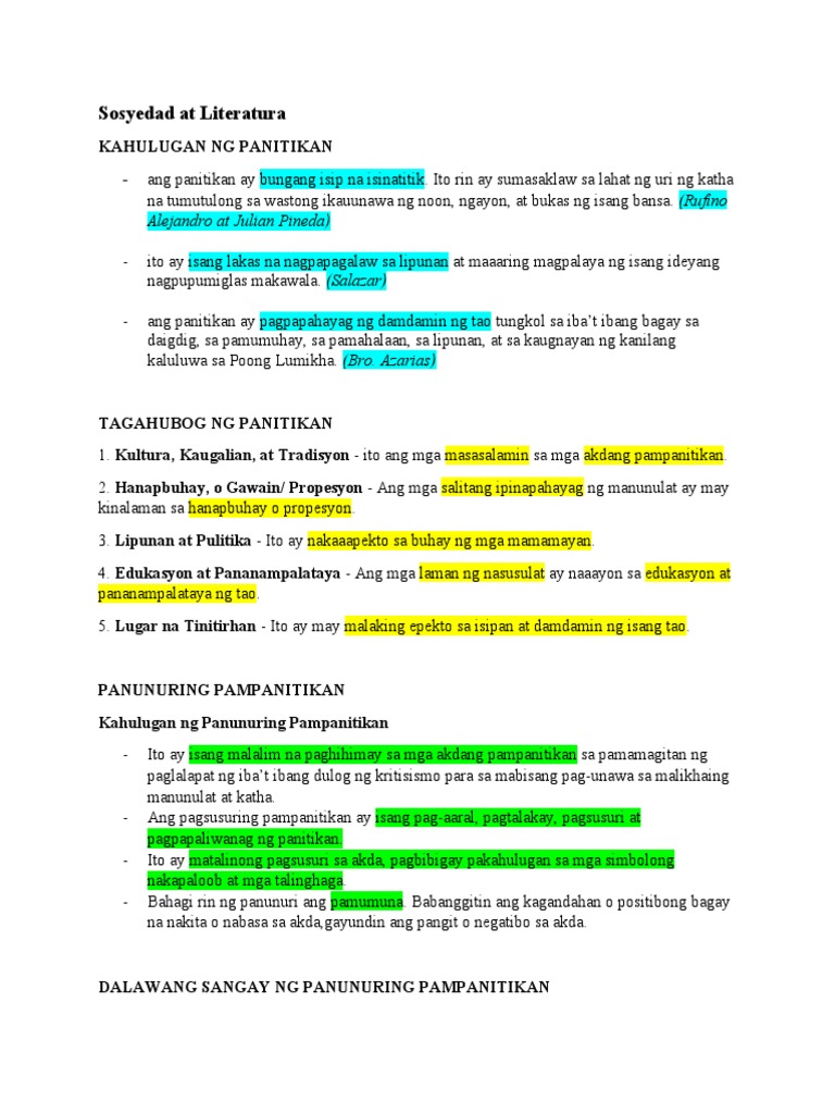 SosLit - Midterm Exam - Reviewer | PDF