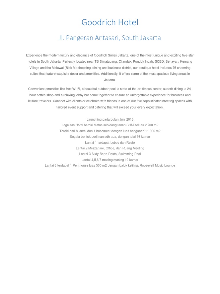 Goodrich Hotel SUMMARY PDF | PDF | Hotel | Tourism