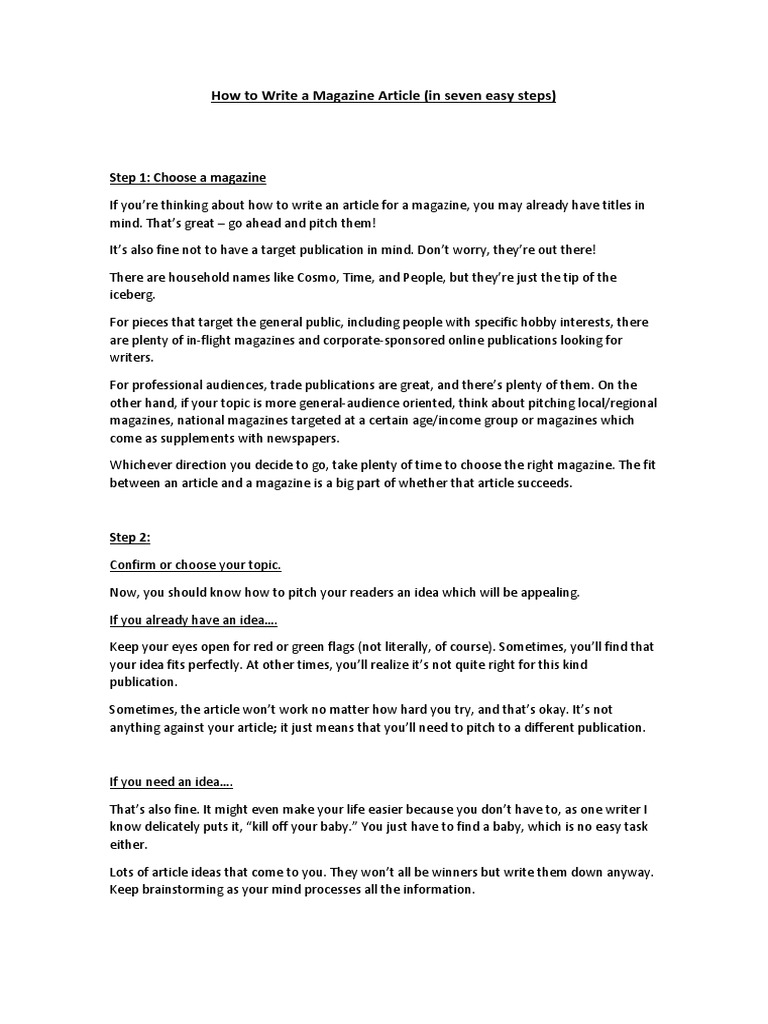Writing a Magazine Article Made Easy | PDF
