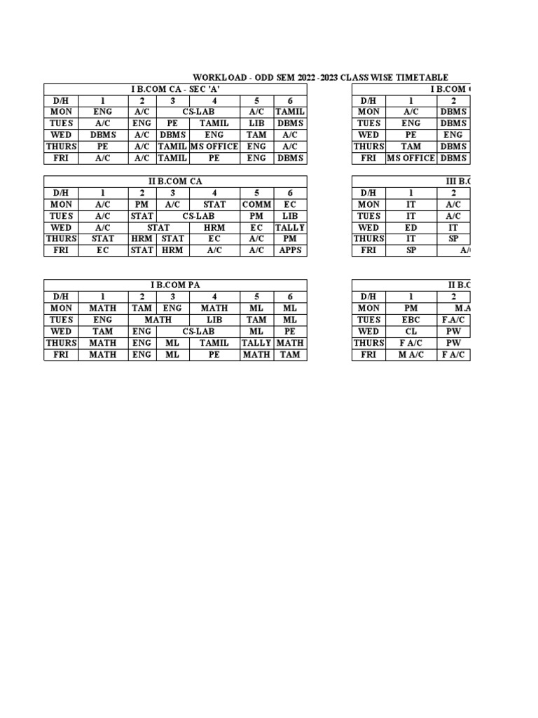 06.03.23 B.com Ca Work Load 2023 | PDF
