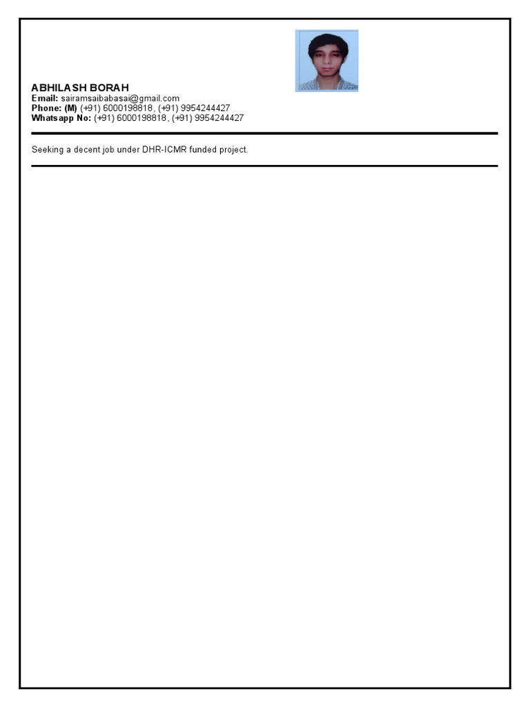 Abhilash Borah's Job Application Resume | PDF