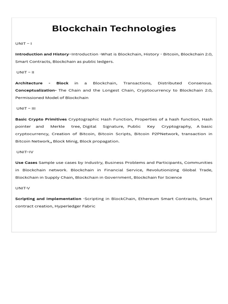 Blockchain Technology Syllabus PDF | PDF