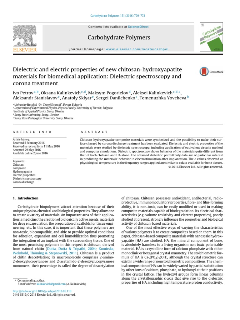 Dielectric and Electric Properties of New Chitosan-Hydroxyapatite PDF | PDF | Dielectric | X Ray ...