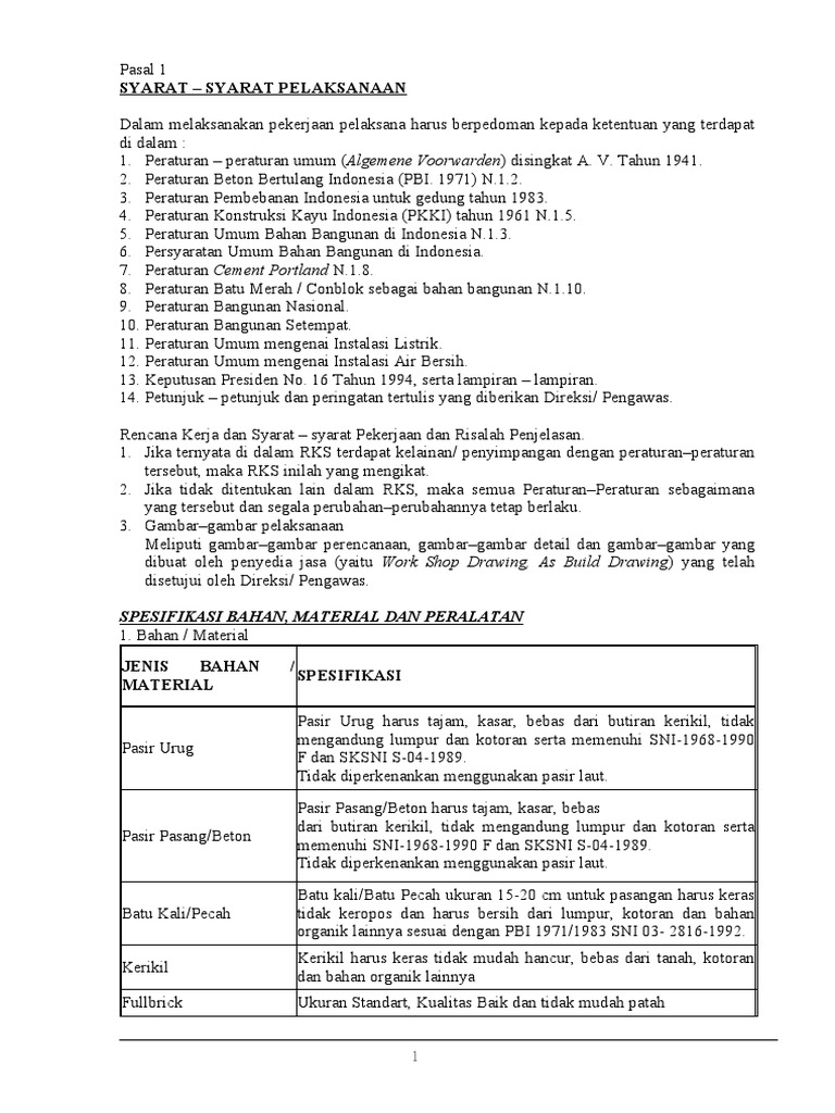 Contoh Spesifikasi Teknis | PDF