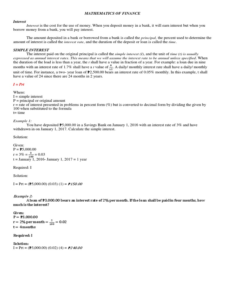 Xii. Mathematics of Finance | PDF