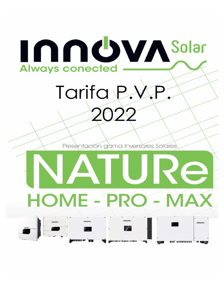 Tarifa INNOVA SOLAR PVP 2022 (5571) 50% Descuento PDF | PDF