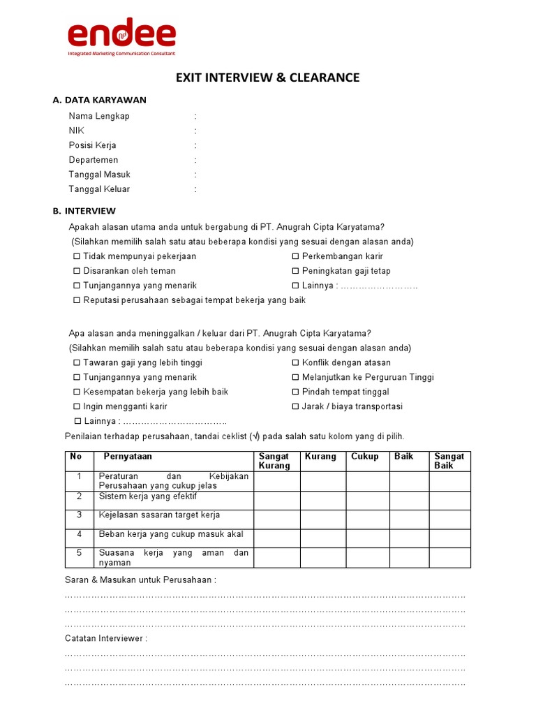 Proses Exit Interview Karyawan PT. Anugrah | PDF | Karier ...