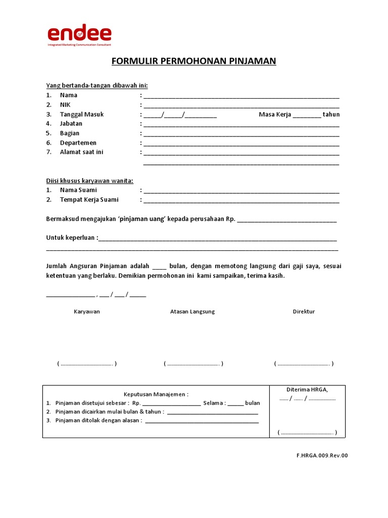 009 Formulir Pengajuan Pinjaman | PDF