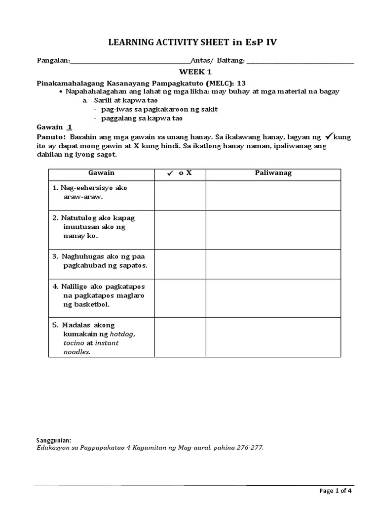 Q4 W1&2 Esp4 Las | PDF