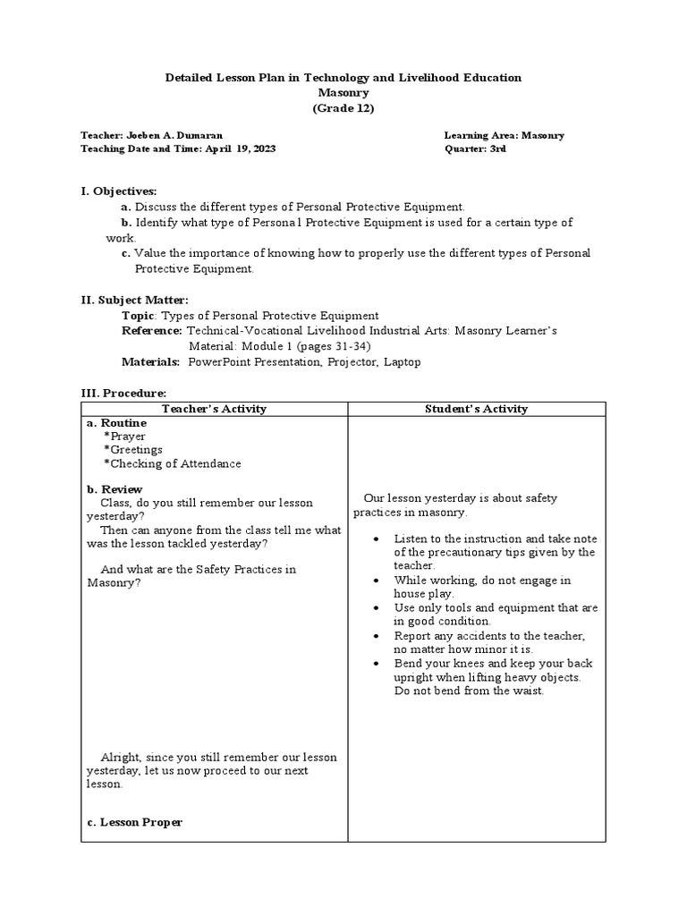 DLP TLE Masonry 9 | PDF