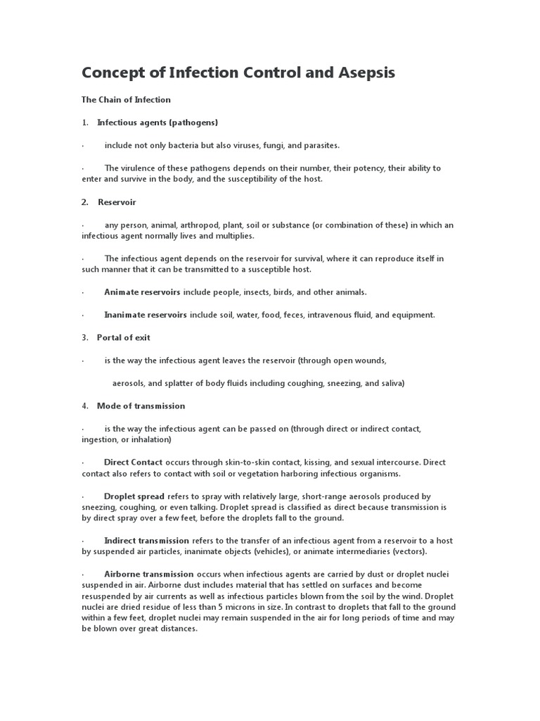 Concept of Infection Control and Asepsis | PDF