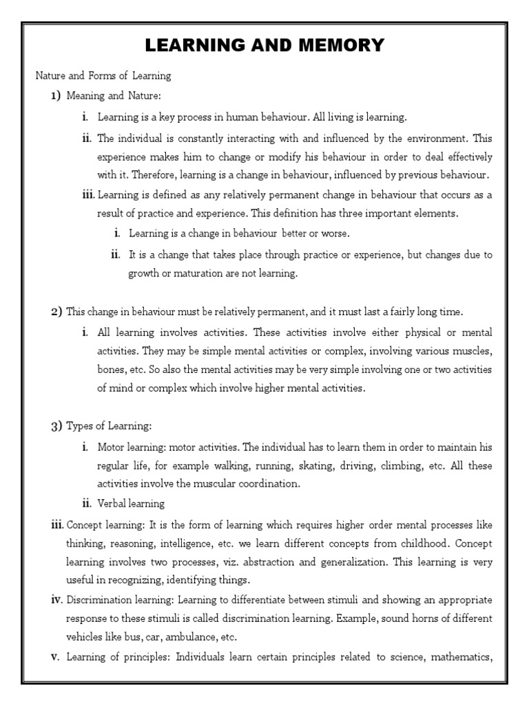 Nature and Types of Learning in Psychology | PDF | Learning | Attitude ...