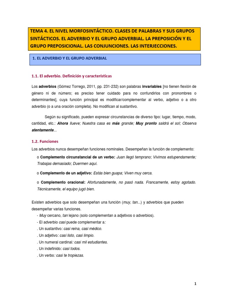 Análisis morfosintáctico: Clases de palabras y sus funciones ...