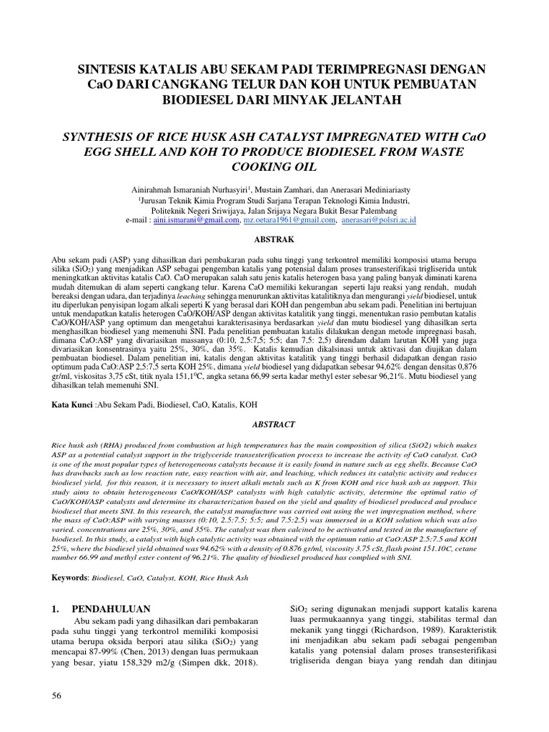 Katalis CaO/KOH/ASP untuk Biodiesel | PDF