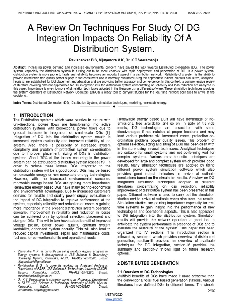 A Review On Techniques For Study of DG Integration Impacts On ...